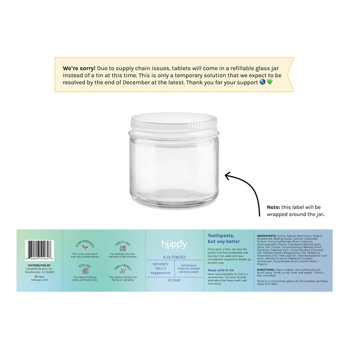 Boxed Toothpaste Tablets | 62 Count + Refillable Case | Fluoride Free ...