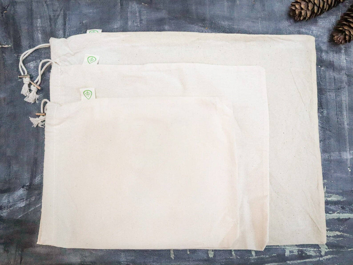 Set of 4 Organic Cotton Muslin Bags – Quartz and Company